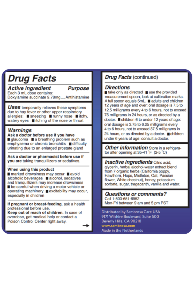 Sambrosa Night Syrup → Nighttime allergy relief for a good night rest