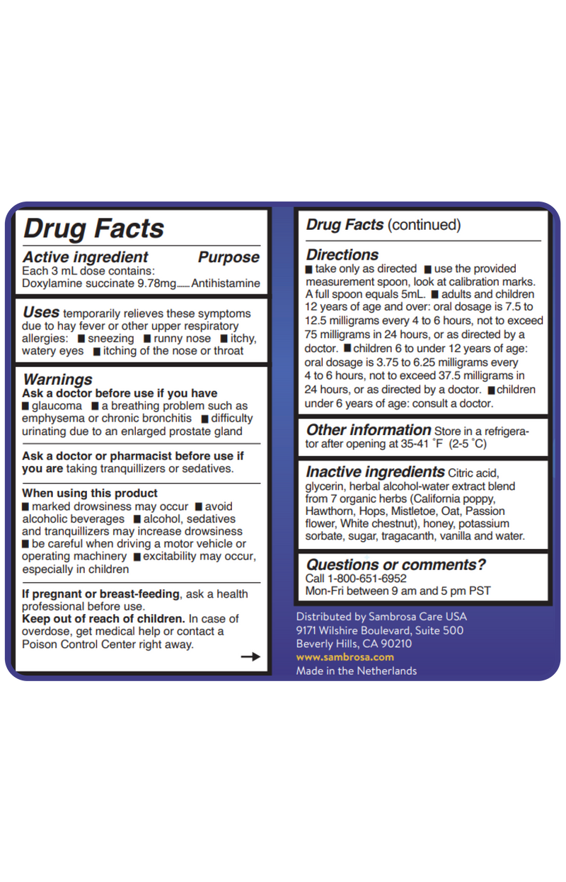 Sambrosa Night Syrup → Nighttime allergy relief for a good night rest