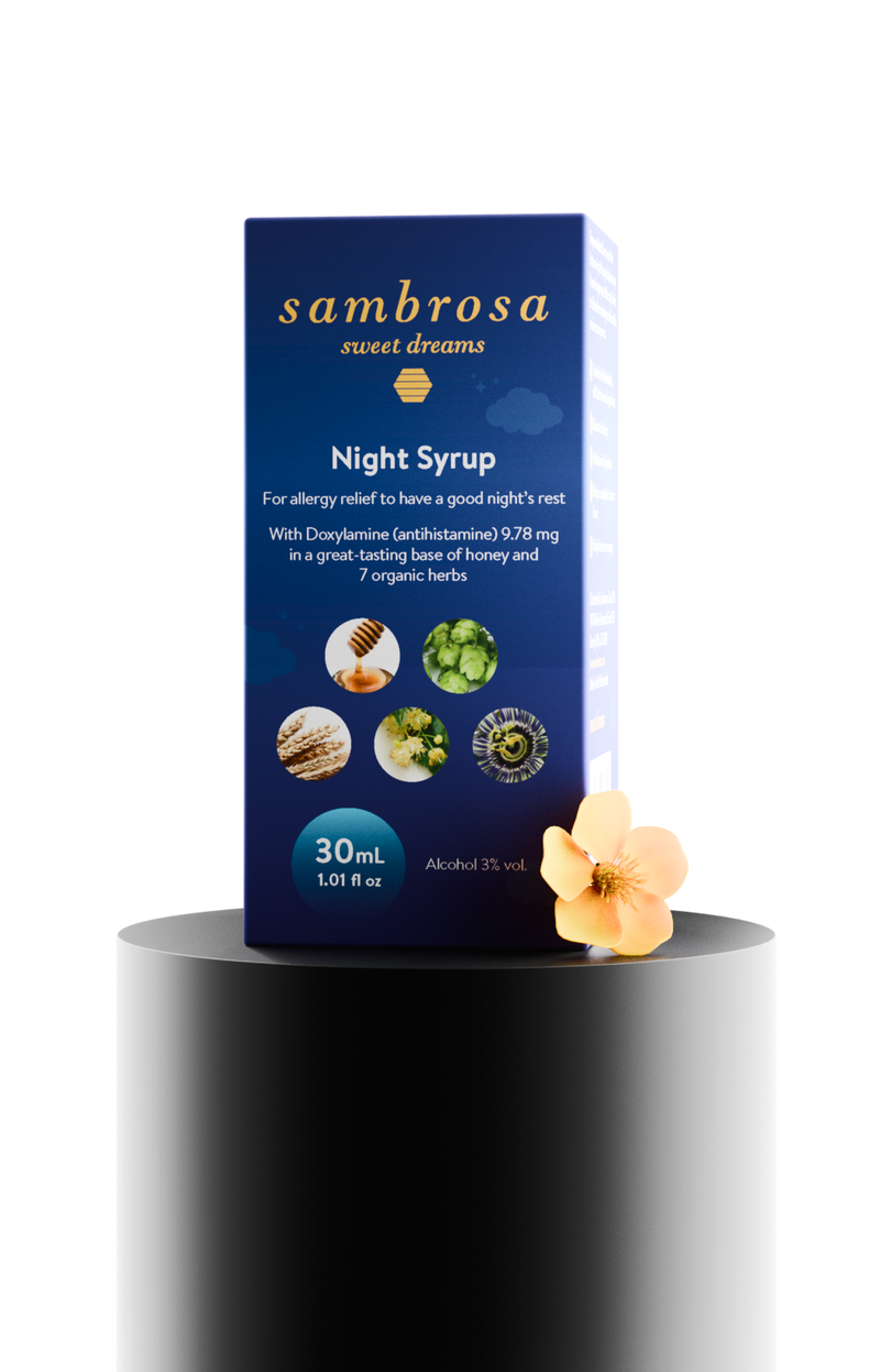Sambrosa Night Syrup → Nighttime allergy relief for a good night rest