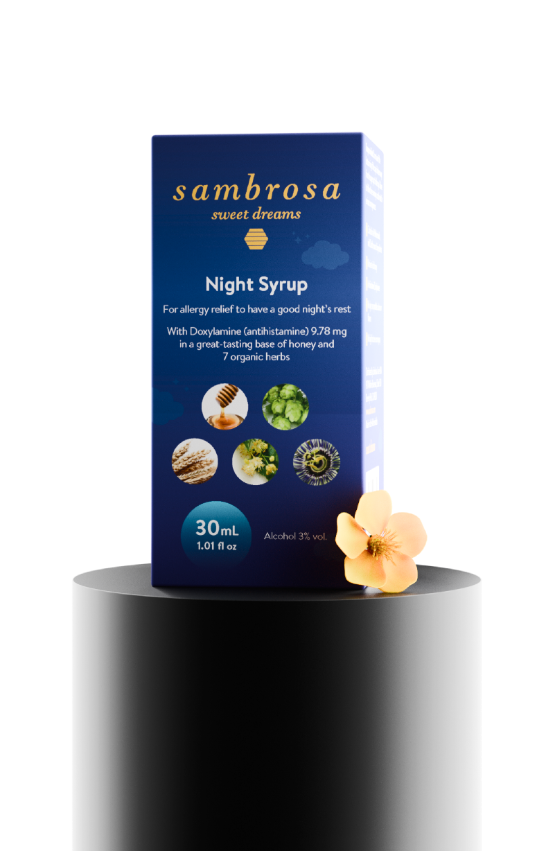 Sambrosa Night Syrup → Nighttime allergy relief for a good night rest