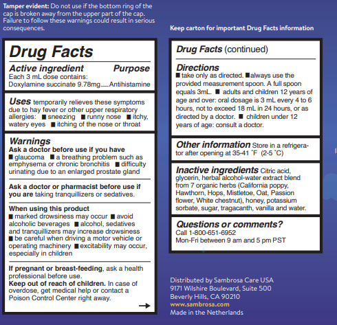 Sambrosa Night Syrup → Nighttime allergy relief for a good night rest